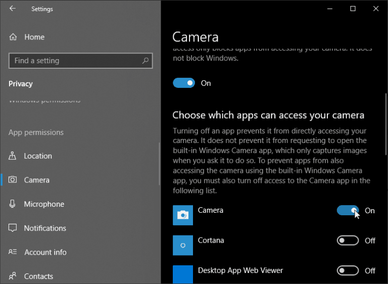 Fix We Can’t Find Your Camera 0xA00F4244 Error on Windows 10